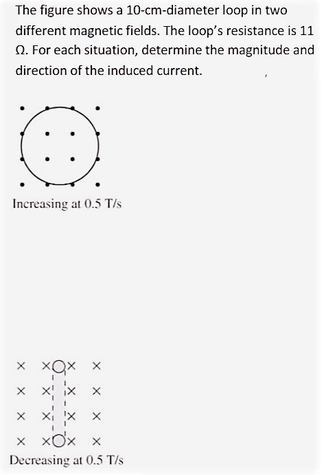 SOLVED: The figure shows a 10-cm-diameter loop in two different magnetic fields.The loop's ...