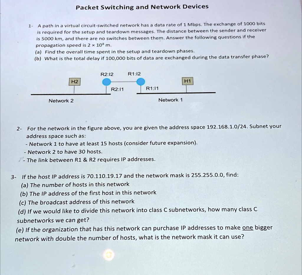 packet switching and network devices 1 a path in a virtual circuit switched network has a data ...
