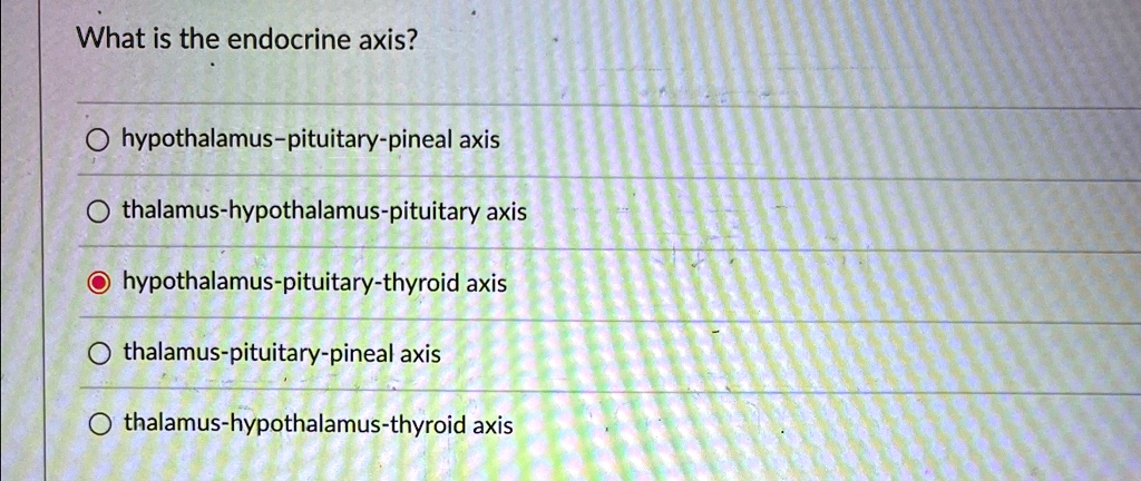 What is the endocrine axis? hypothalamus-pituitary-pineal axis thalamus ...