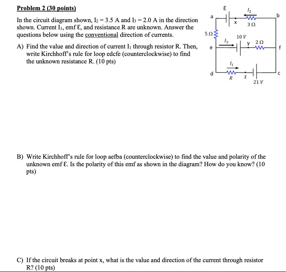 SOLVED:Problem 2 (30 points) In the circuit diagram shown; Iz = 3.5 A and Is = 2.0 A in the ...
