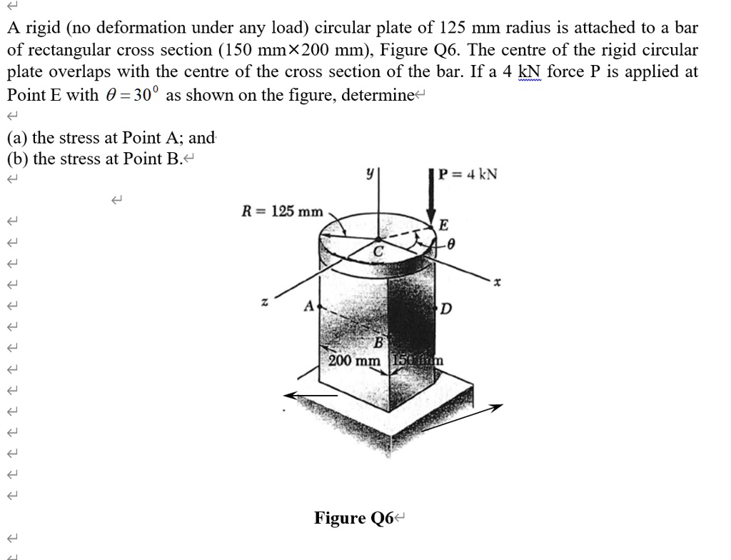 A rigid (no deformation under any load) circular plate of 125 mm radius ...