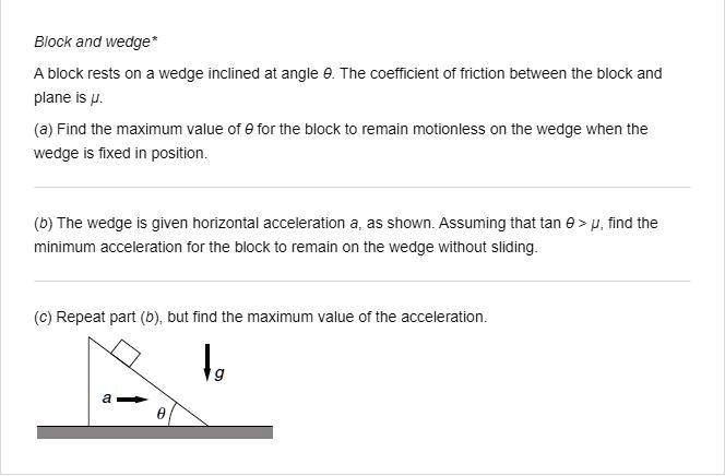 block and wedge a block rests on wedge inclined at angle the ...
