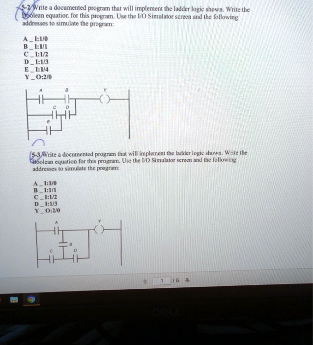 5 2write A Documented Program That Will Implement The Ladder Logic Shown Write The Boolean