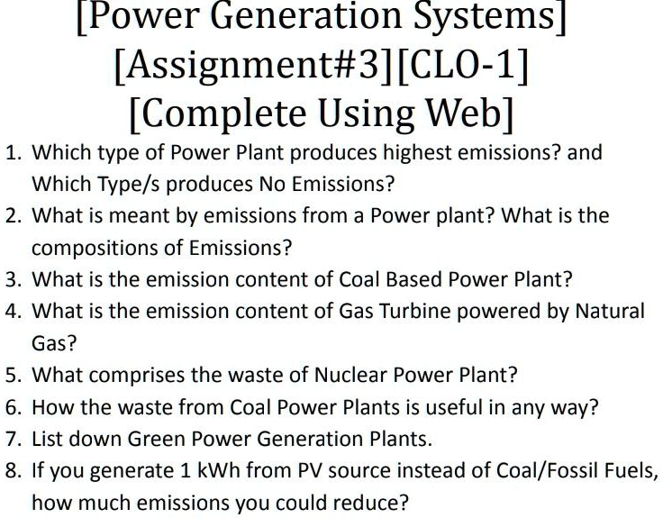 [Power Generation Systems] [Assignment#3][CLO-1] [Complete Using Web] 1 ...