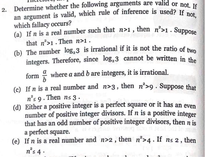 determine whether the following arguments are valid or not if which ...
