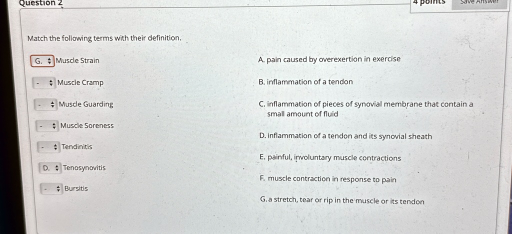 Question 2 points Match the following terms with their definition. G ...