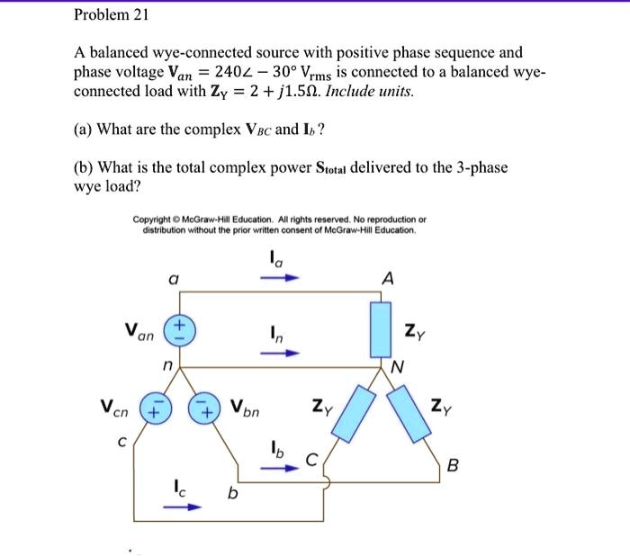 Problem 21 A balanced wye-connected source with positive phase sequence ...