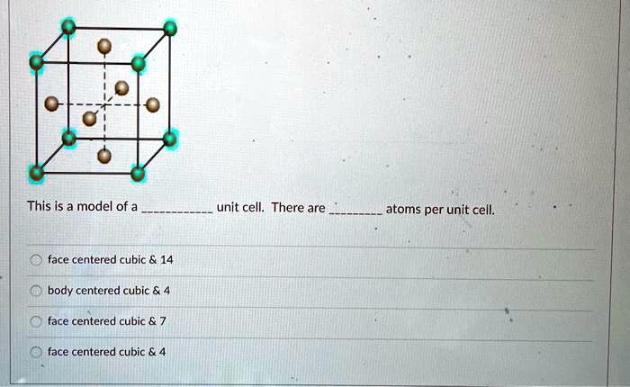 SOLVED: This is a model of a unit cell: There are atoms per unit cell: face centered cubic 14 ...