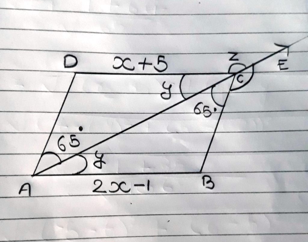 Solved The Given Figure Shows A Parallelogram Abcd Find The Value Of X Y Z I 5 E 2 X 0