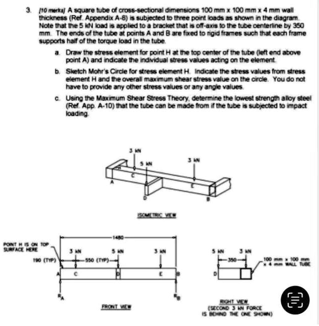 3. (10 merka) A square tube of cross-sectional dimensions 100 mm x 100 ...