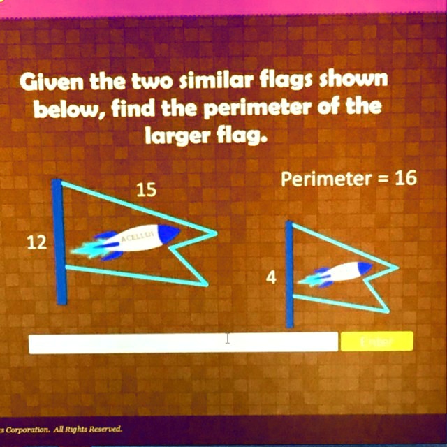 SOLVED: 'What is the perimeter of the larger flag? Given the two ...