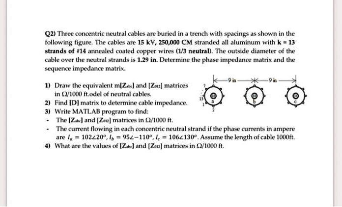 SOLVED: Q2) Three concentric neutral cables are buried in a trench with ...
