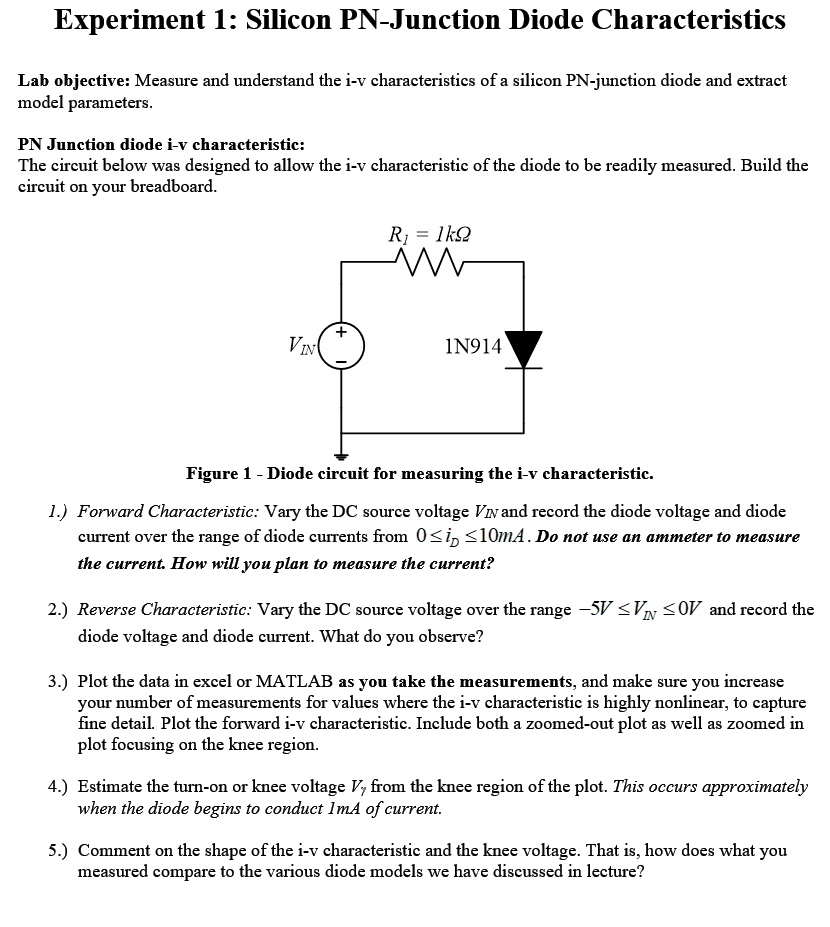 Experiment 1: Silicon PN-Junction Diode Characteristics Lab objective ...
