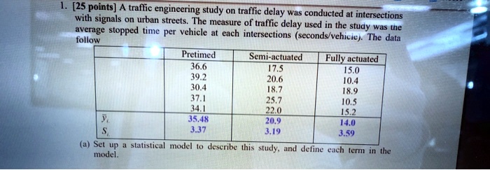 25 points a traflic engincering study on traffic delay was conducted at ...