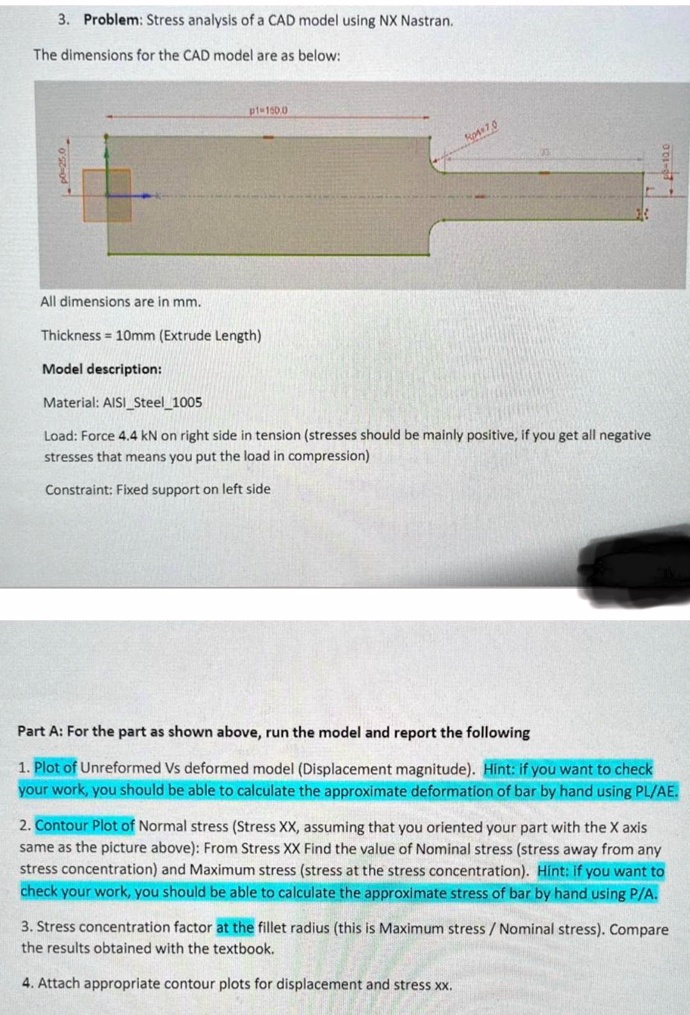 3. Problem: Stress analysis of a CAD model using NX...