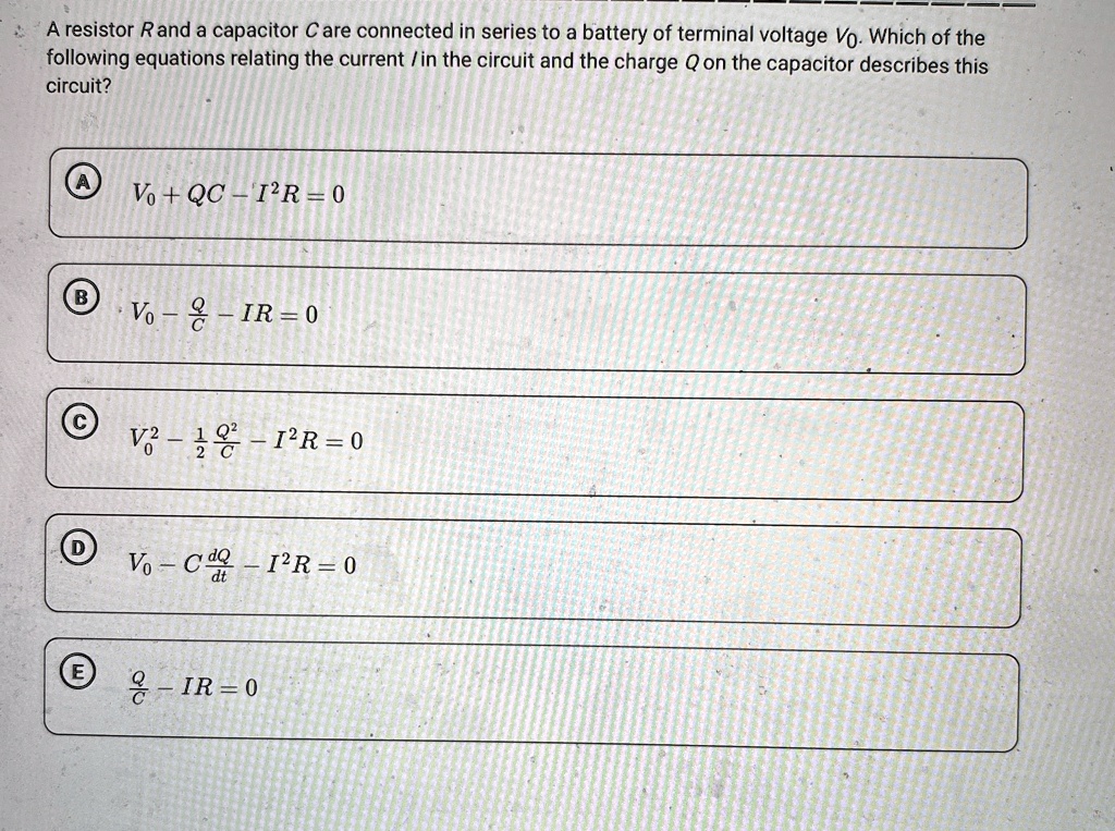 [GET ANSWER] a resistor r and a capacitor c are connected in series to a battery of terminal ...