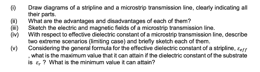 SOLVED: (i) Draw diagrams of a stripline and a microstrip transmission ...