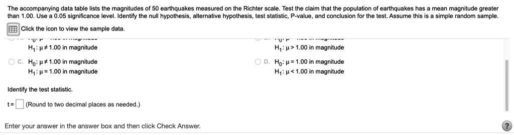 SOLVED: The accompanying data table lists the magnitudes of 50 ...