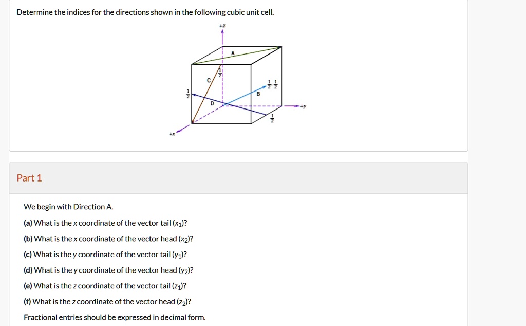 SOLVED: Determine the indices for the directions shown in the following ...