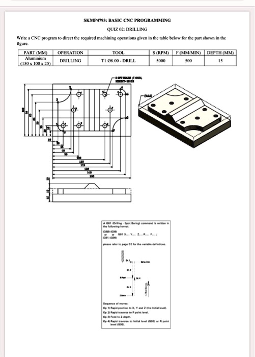 Solved Skmp4793 Basic Cnc Programming Quiz 02 Drilling Write A Cnc Program To Direct The