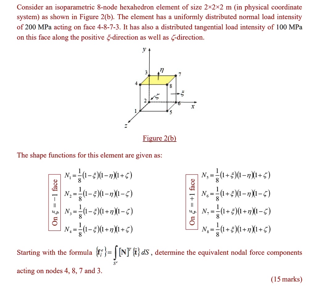 SOLVED: Consider an isoparametric 8-node hexahedron element of size 222 ...