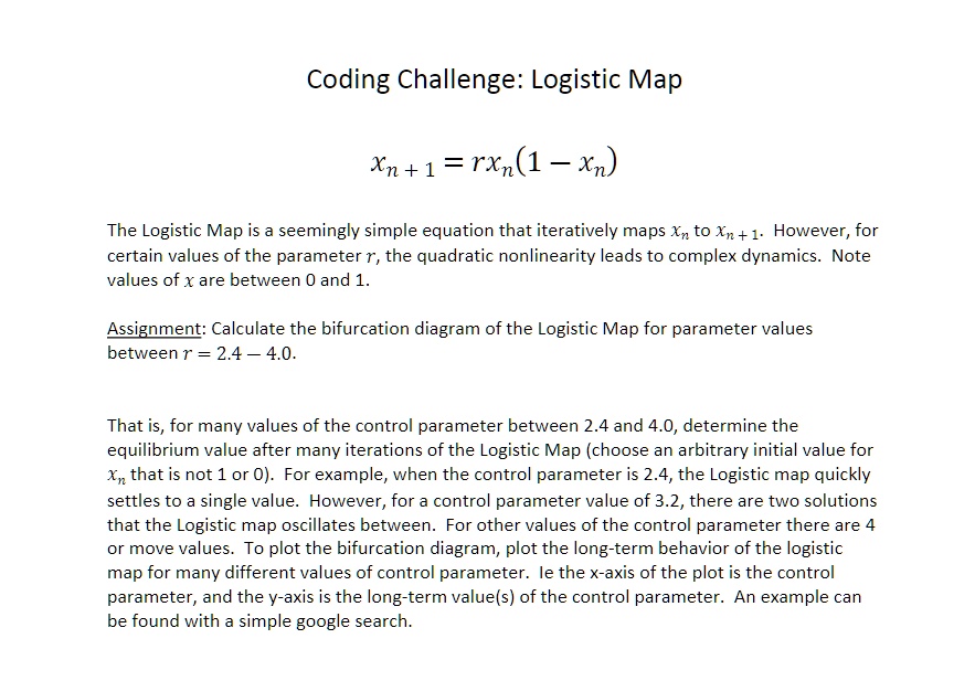 Solved Matlab Please Coding Challenge Logistic Map Xn1 Rxn1 Xn The Logistic Map Is A 