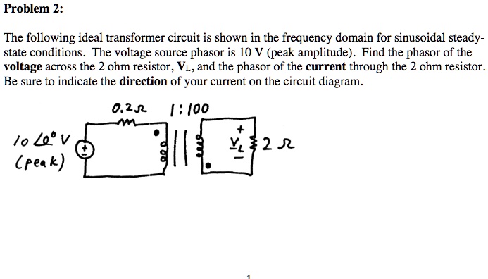 SOLVED: Problem 2: The following ideal transformer circuit is shown in the frequency domain for ...