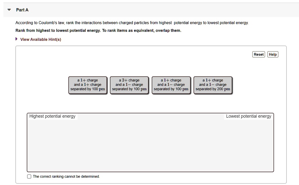 SOLVED: According to Coulomb's law, rank the interactions between ...