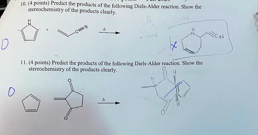 SOLVED: 10. (4 points) Predict the products of the following Diels ... SOLVED: 10. (4 points) Predict the products of the following Diels ...