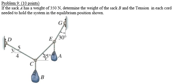[GET ANSWER] problem 9 10 points if the sack has weight of 350 n ...