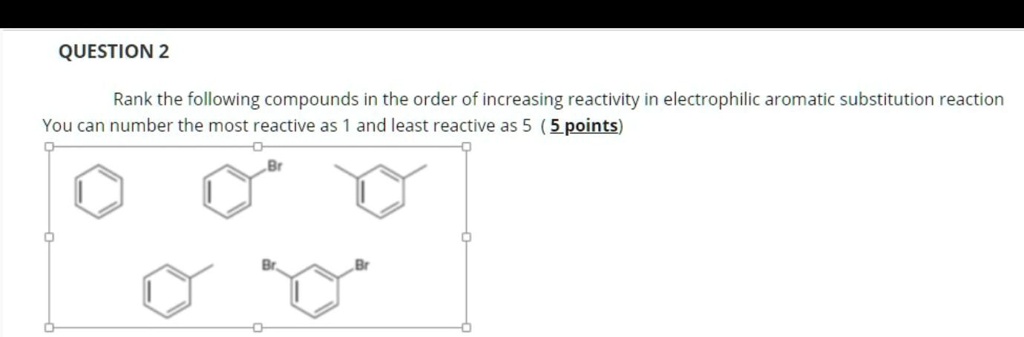 SOLVED:QUESTION 2 Rank the following compounds in the order of increasing reactivity in ...