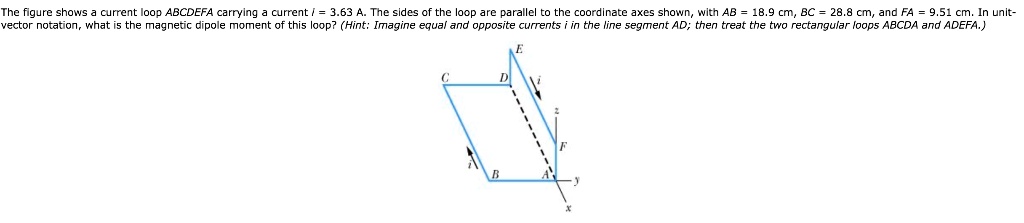 SOLVED: The figure shows a current loop ABCDEFA carrying a current of 3 ...