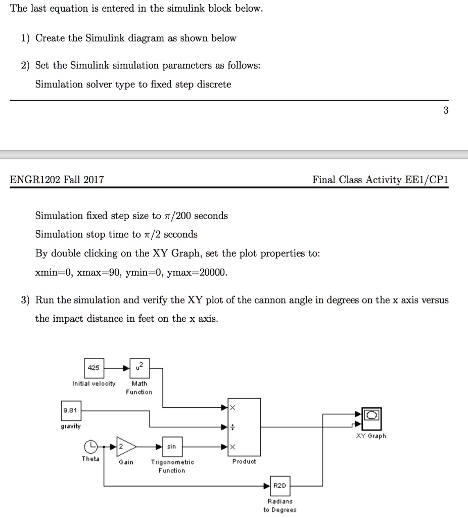 use matlab plz the last equation is entered in the simulink block below 1 create the simulink ...