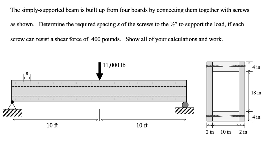 SOLVED: The simply-supported beam is built up from four boards by ...