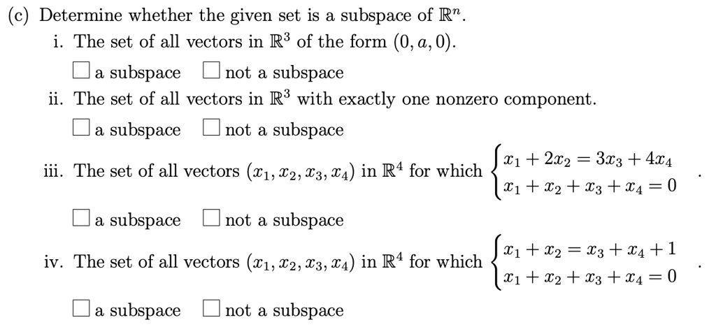 determine whether the given set is a subspace of rr the set of all vectors in r3 of the form 0a0 ...
