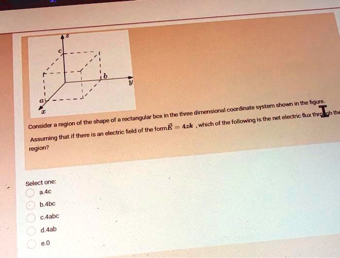 Consider a region of the shape of a rectangular box in the three dimensional coordinate system ...