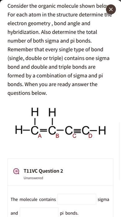 consider the organic molecule shown belo for each atom in the structure determine the electron ...