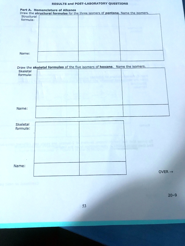 SOLVED: RESULTS and Post-LABORATORY QUESTIONS Part A: Nomenclature of ...