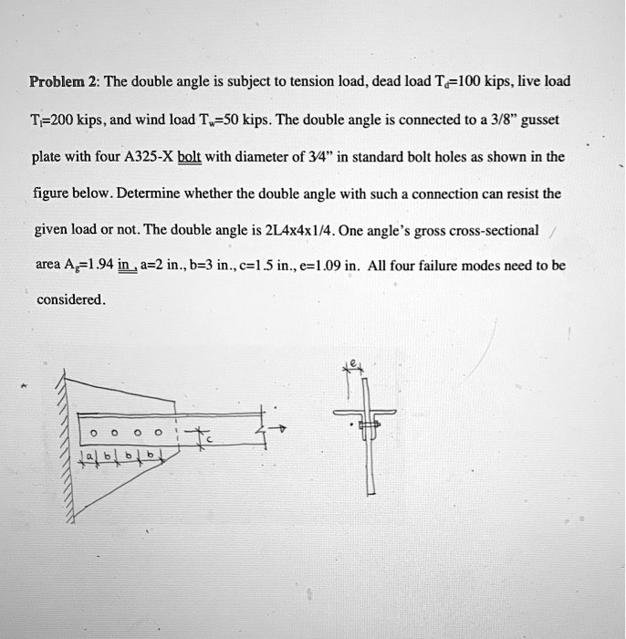 SOLVED: Problem 2: The double angle is subject to tension load, dead ...