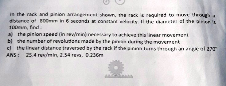 SOLVED: In the rack and pinion arrangement shown, the rack is required ...