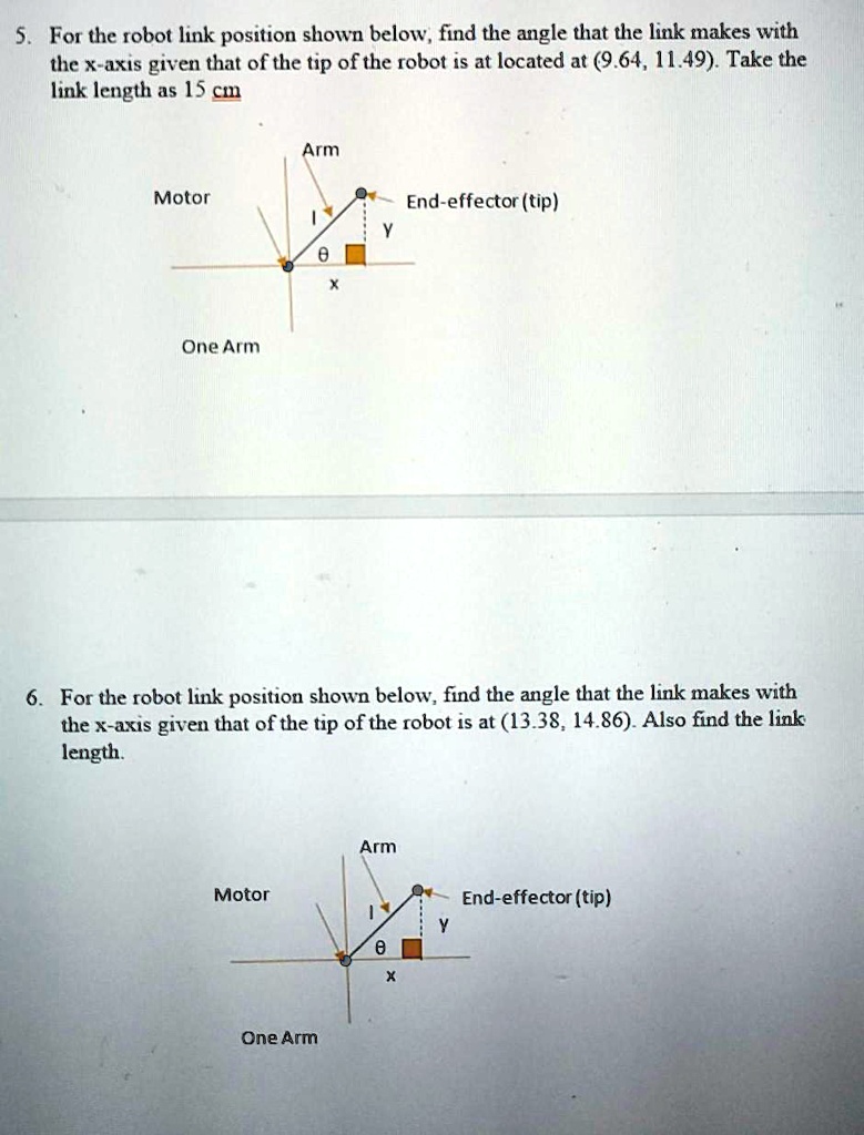 SOLVED: For the robot link position shown below, find the angle that ...
