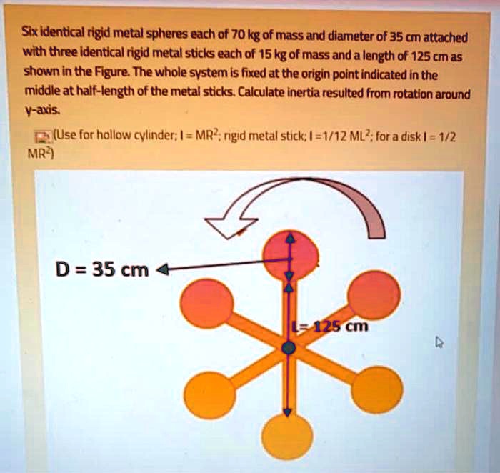 SOLVED: Six Identical rigid metal spheres each of 70 kg of mass and ...