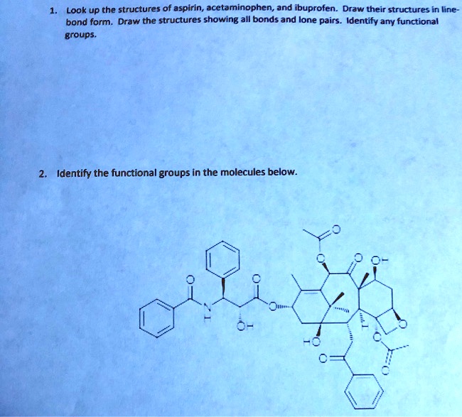 look up the structures of aspirin acetaminophen and ibuprofen draw ...