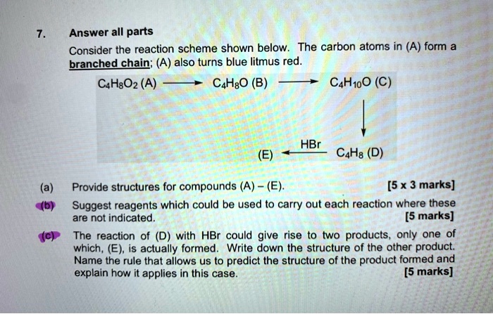 SOLVED: Answer all parts Consider the reaction scheme shown below: The carbon atoms in (A) form ...