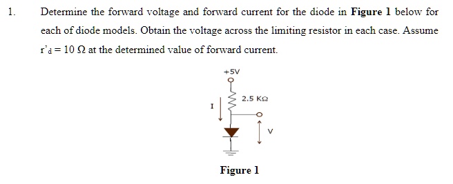 1. Determine the forward voltage and forward current for the diode in Figure 1 below for each of ...