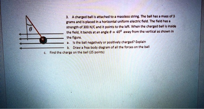 SOLVED: 3.A charged ball is attached to a massless stringThe ball has a ...