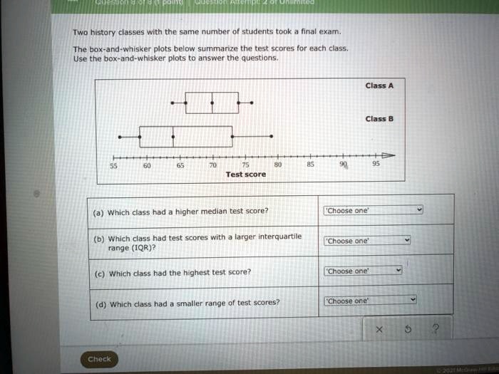 SOLVED: Two histary classes with the same number of students took Wnai ...