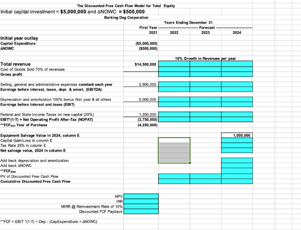 SOLVED: Student instructions: Use the forecasting variables on the previous tab to complete the ...