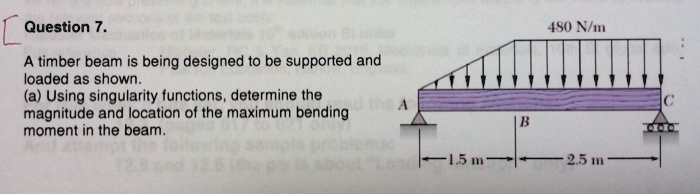 Question 7. A timber beam is being designed to be supported and loaded as shown. (a) Using ...