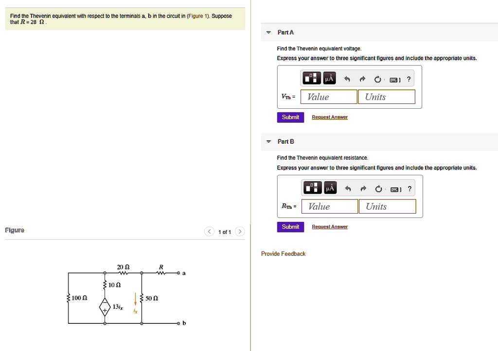 SOLVED: Find the Thevenin equivalent with respect to the terminals a, b ...